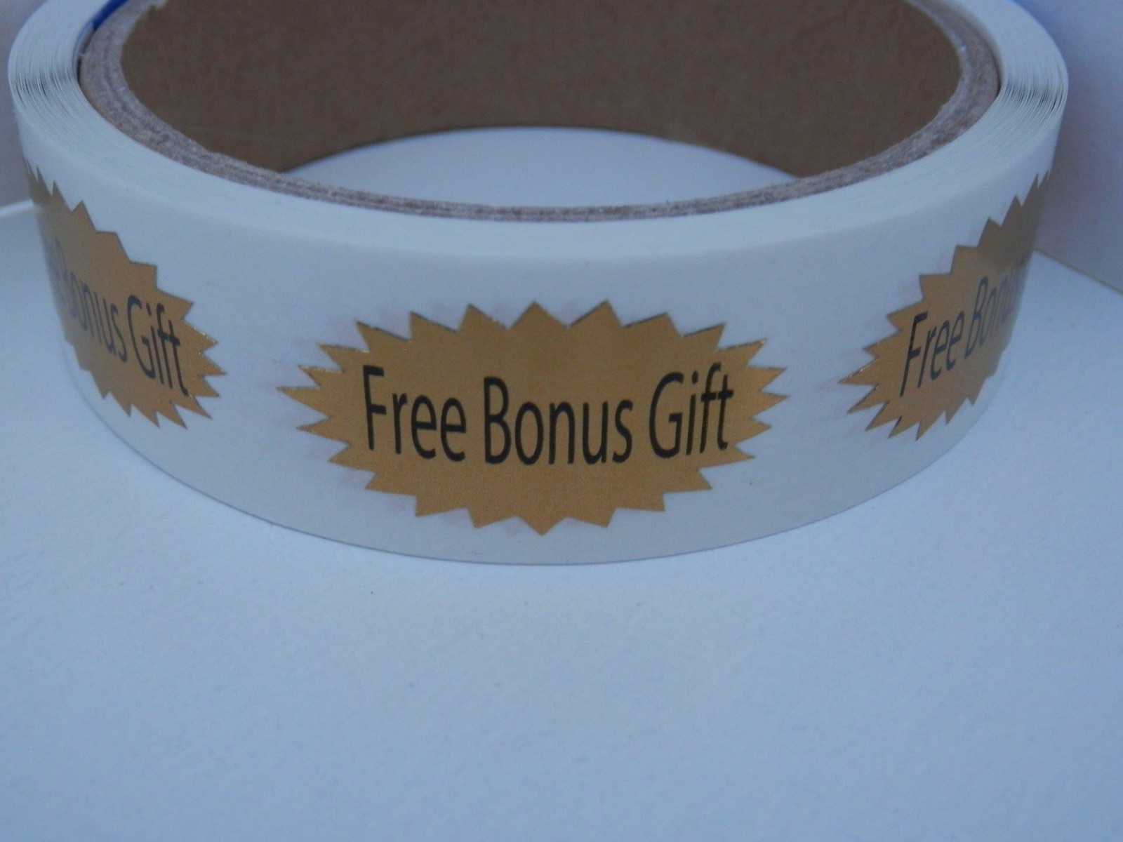 FREE BONUS GIFT .75x1.5 oval starburst bright gold foil Stickers Labels ...