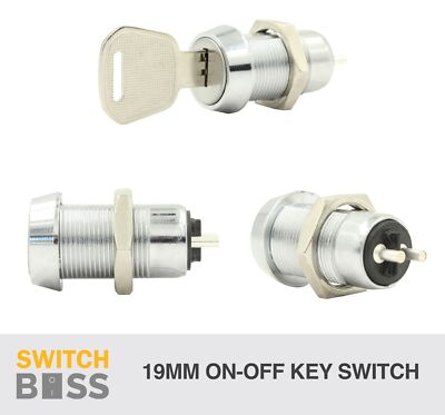 UNIVERSAL On-Off 19mm Mini Barrel Key Switch - Electronic 12v 24v 2 Pin ...