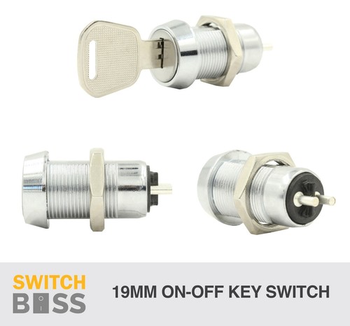 UNIVERSAL On-Off 19mm Mini Barrel Key Switch - Electronic 12v 24v 2 Pin ...