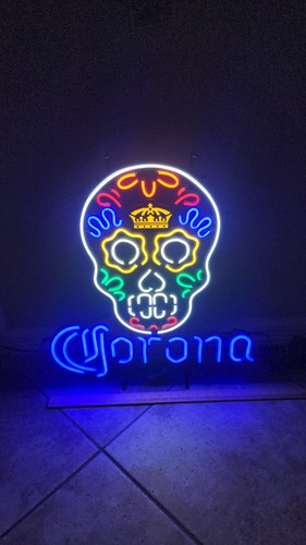 CORONA BEER SUGAR SKULL AUTHENTIC CERVEZA LED Beer Sign Neon Look ...
