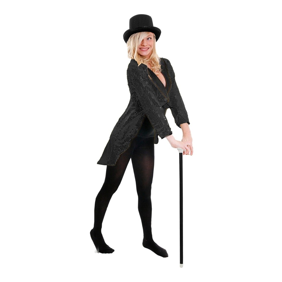 ADULT SEQUIN TAILCOAT CABARET FANCY DRESS TOP HAT CANE CIRCUS ...