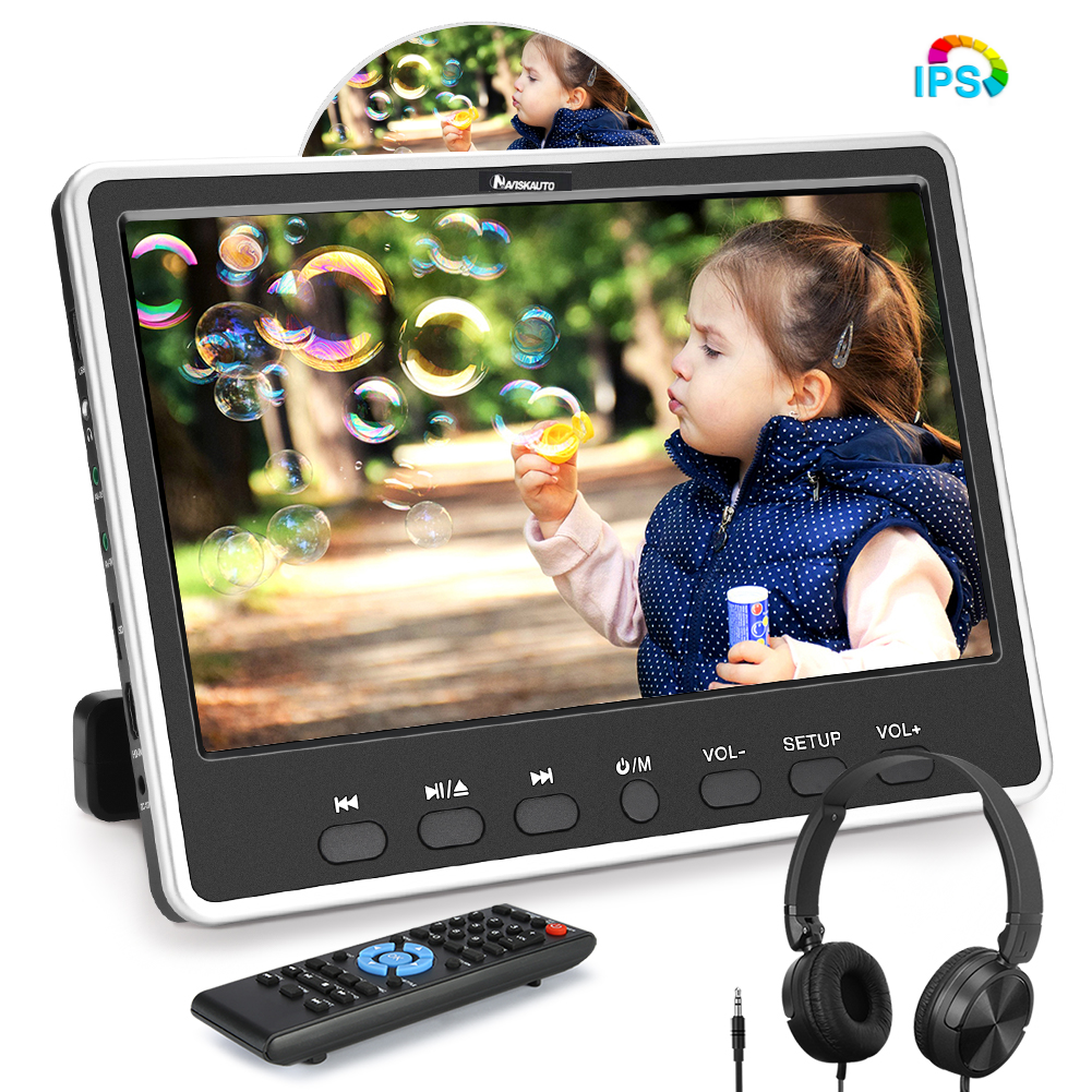 NAVISKAUTO 12" IPS Car Headrest DVD Player TV Monitor 1366x768 HDMI USB ...