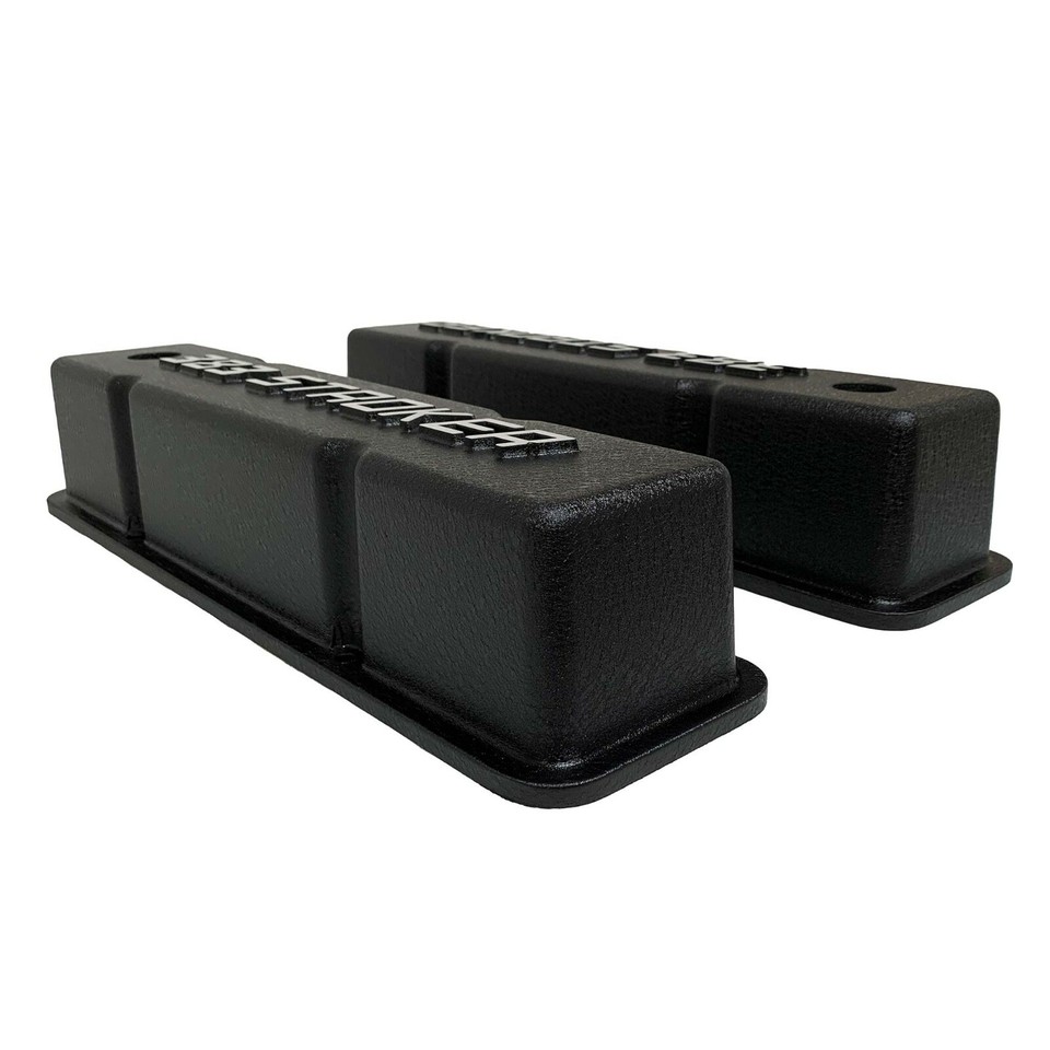 383 STROKER Chevy Valve Covers Black - SBC Tall Raised Logo - Ansen USA ...
