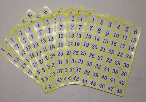 10 Sheets 1- 48 Numbers White Round Self Adhesive Black Numbers ...