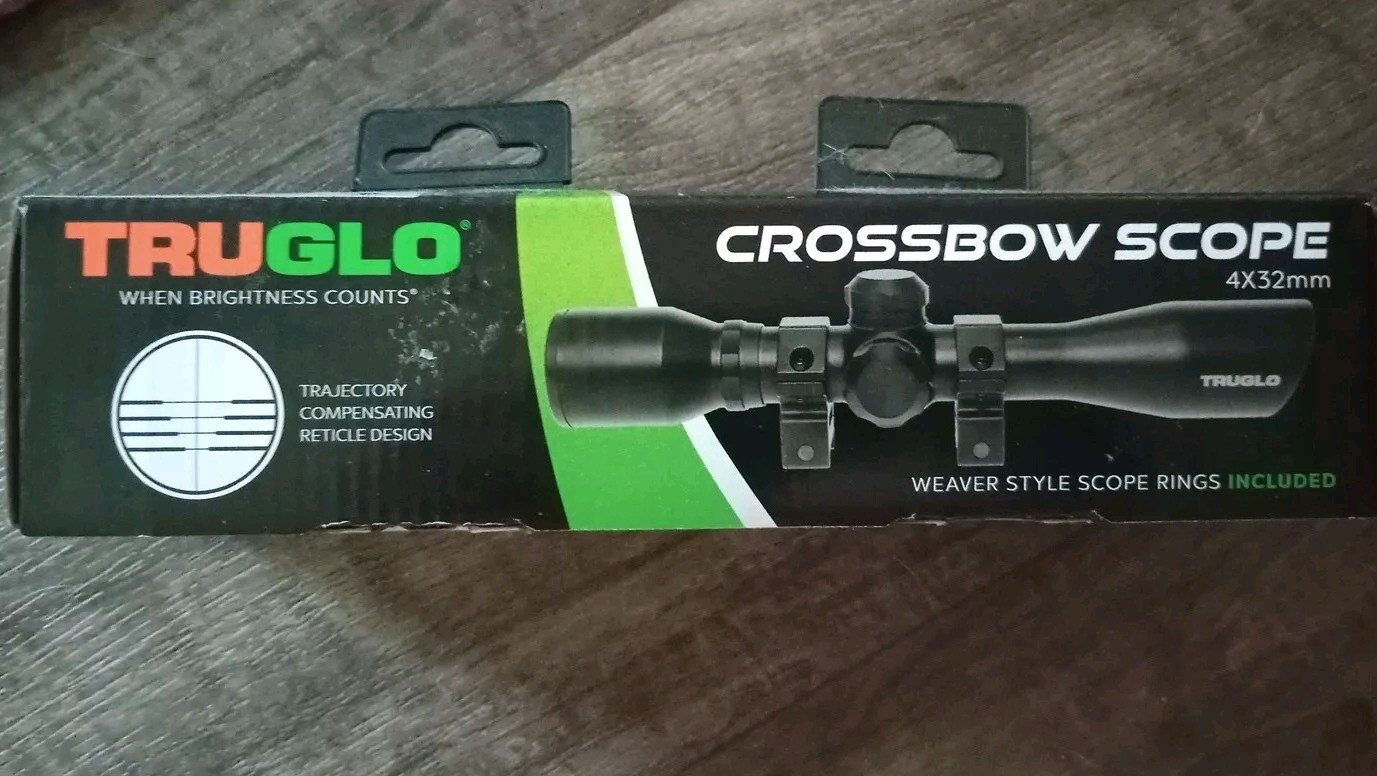 NEW TRUGLO Crossbow Scope 4x32mm Reticle Design TG8504B3W w/Rings and ...