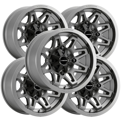(Set of 5) Vision UTV 416 Seven 14x7 4x156 +38.1mm Gunmetal Wheels Rims ...