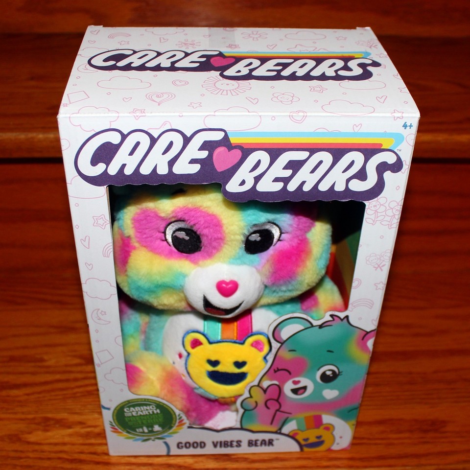 BNIB Care Bears 11" Good Vibes Bear Plush Soft Toy Rainbow Tie-Dye Soft ...