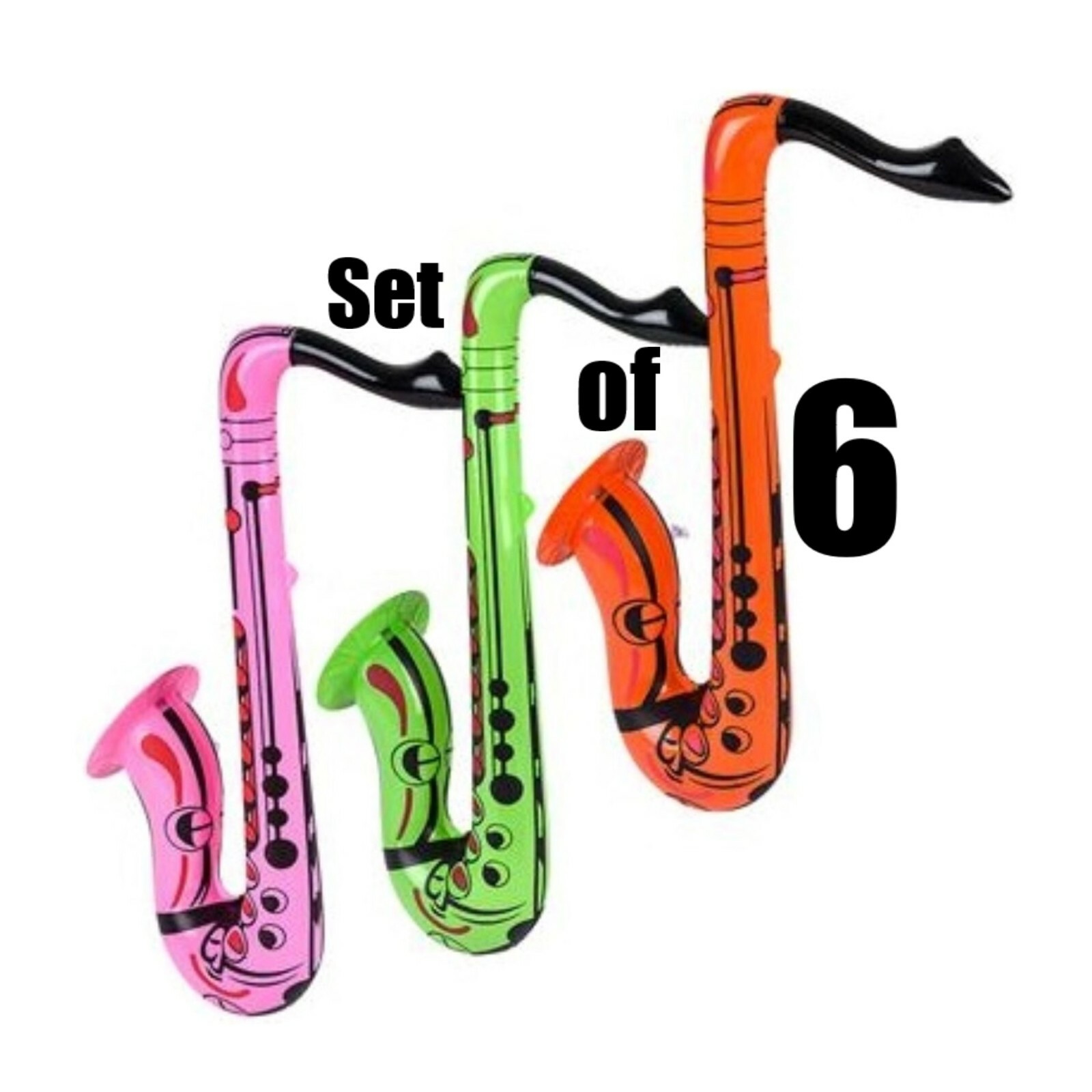 (Set of 6) 24'' Cool Saxophones Inflatable - Inflate Blow Toy Party ...