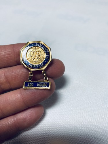Vtg Hospital Volunteer Service 500 Hours Service Award Pinback & Bar ...
