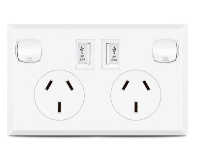 White Dual USB 2.1 amp GPO 10A Power Point Socket GPO LS | eBay Australia