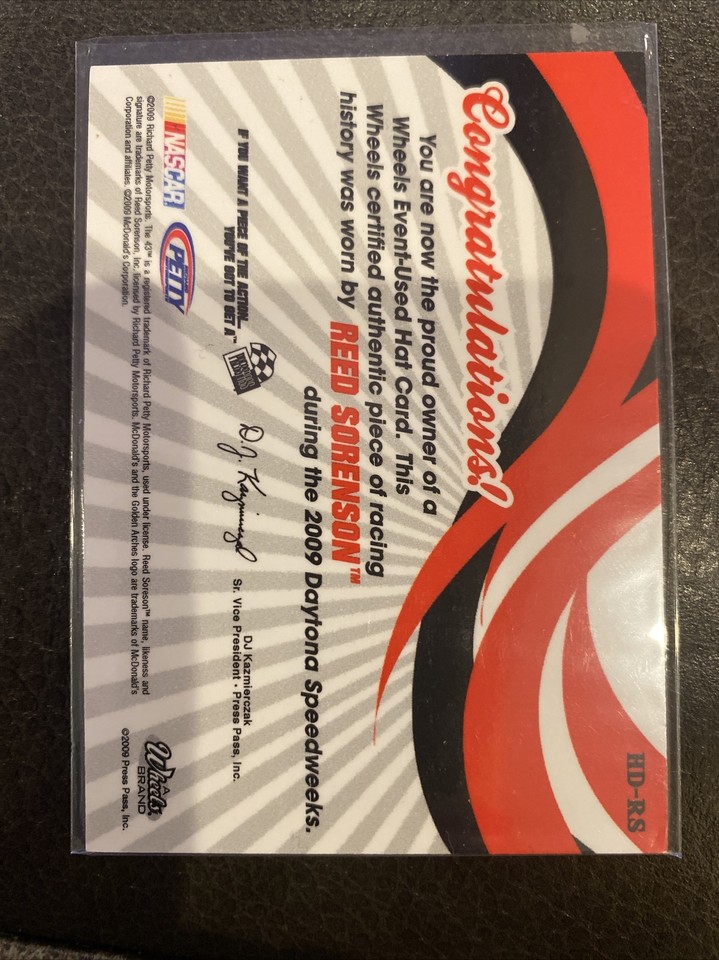 2009 WHEELS HAT DANCE EVENT USED HAT CARD Reed Sorenson 79/99 | eBay