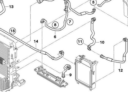 17127805600 Coolant Hose to Oil Cooler X5 diesel X6 gas E70 E70N E71 ...