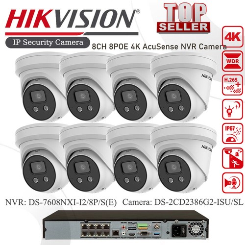 Hikvision 8CH 8POE NVR CCTV 4K 8MP AcuSense IP Camera Security System POE LOT | eBay