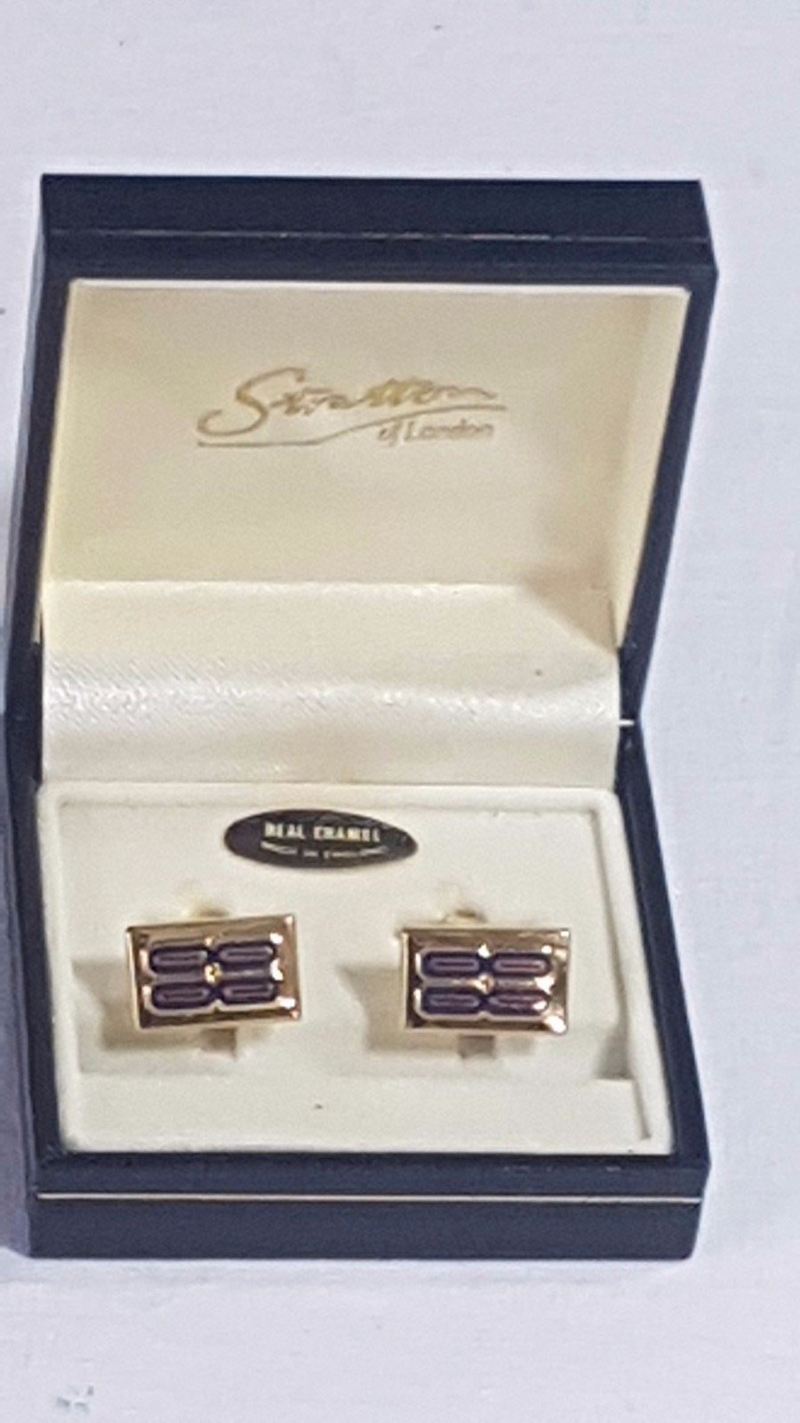 Stratton of London Cufflinks Boxed Enamelled Design Light & Dark Blue ...