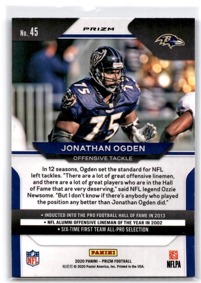 2020 Panini Prizm Red White Blue Jonathan Ogden Baltimore Ravens #45 | eBay