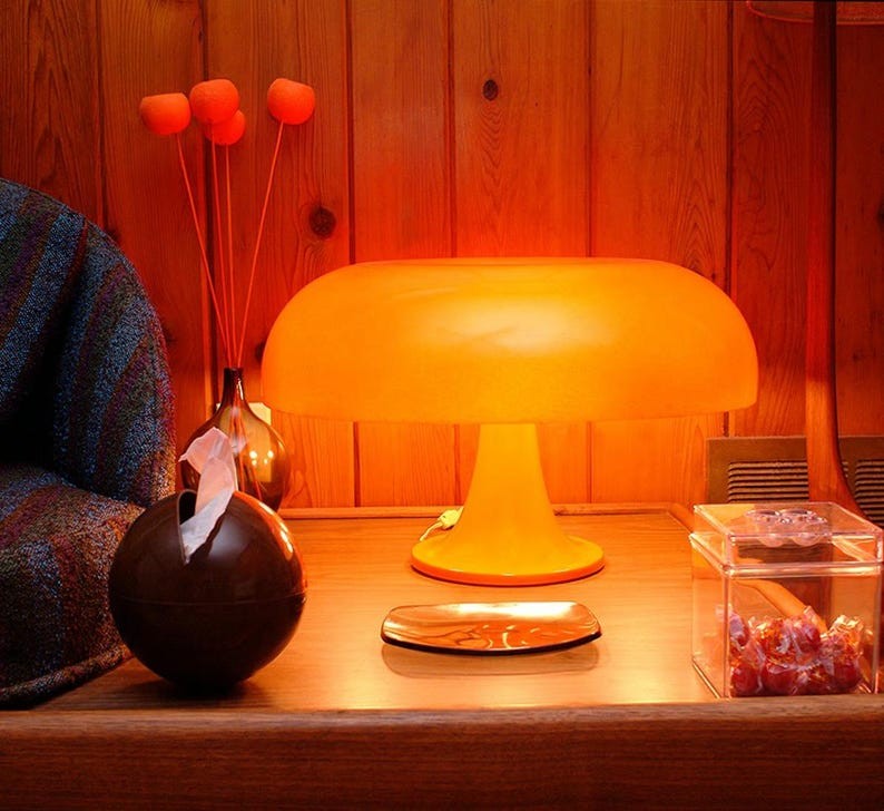 Orange Mushroom Lamp | Retro LED Table Lamp | Mid-Century Modern ...