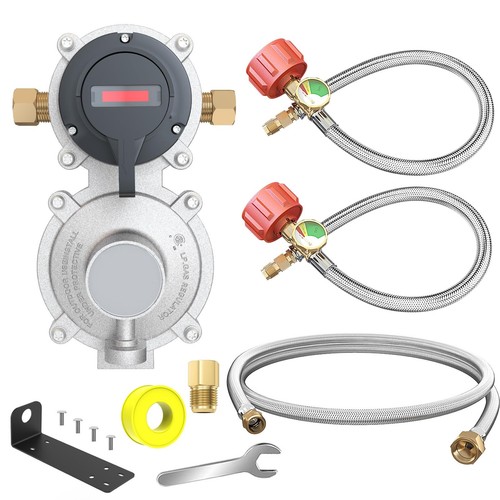 2 Stage Auto Changeover LP Propane Gas Regulator with 2 Pcs 18"RV ...
