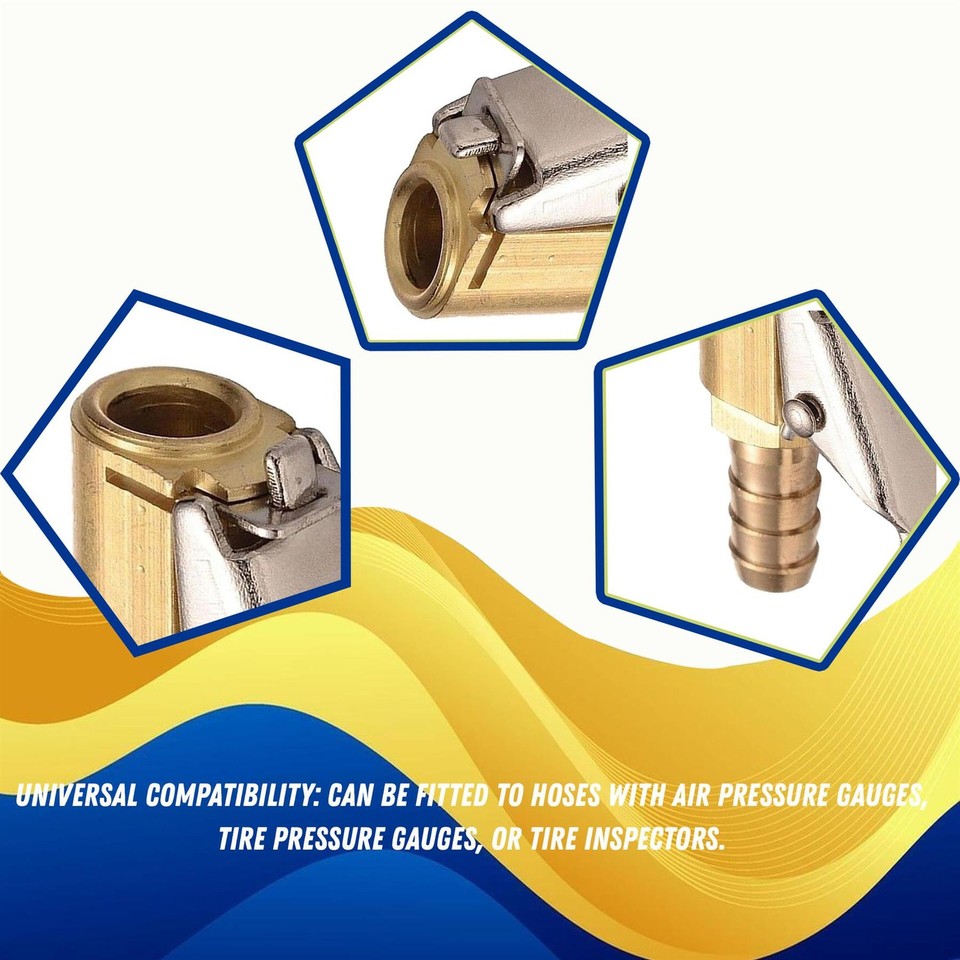 Tyre Valve Air Hose Airline Inflator Connector Brass Clip on Car 8mm ...