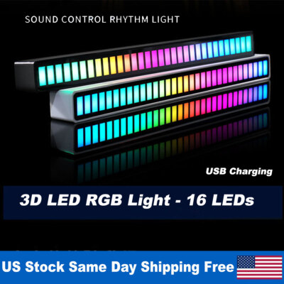 Wireless Sound Control LED Light Bar Rechargeable LED RGB Lights Car ...