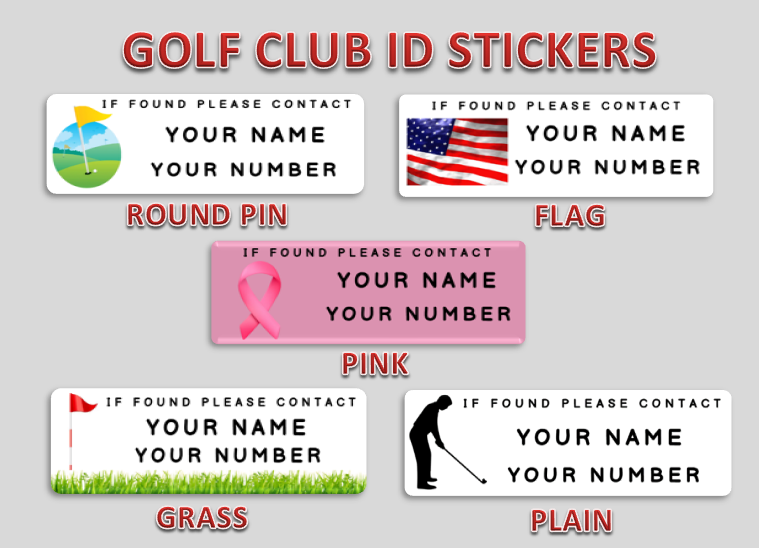12 Stickers for ID 1 x 2.5" GOLF Club Identification Tag Lost Decal ...