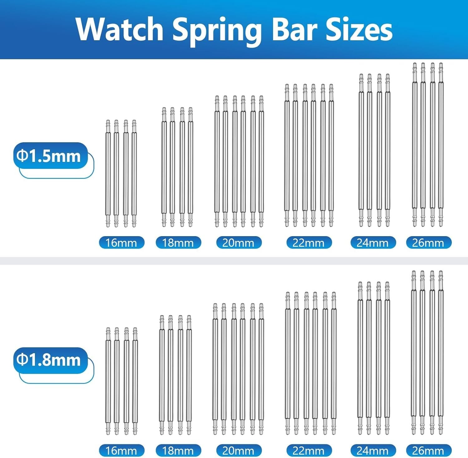 JOREST Watch Spring Bar Tool Kit 56PCS Strap Link Remover Set 16-26mm ...