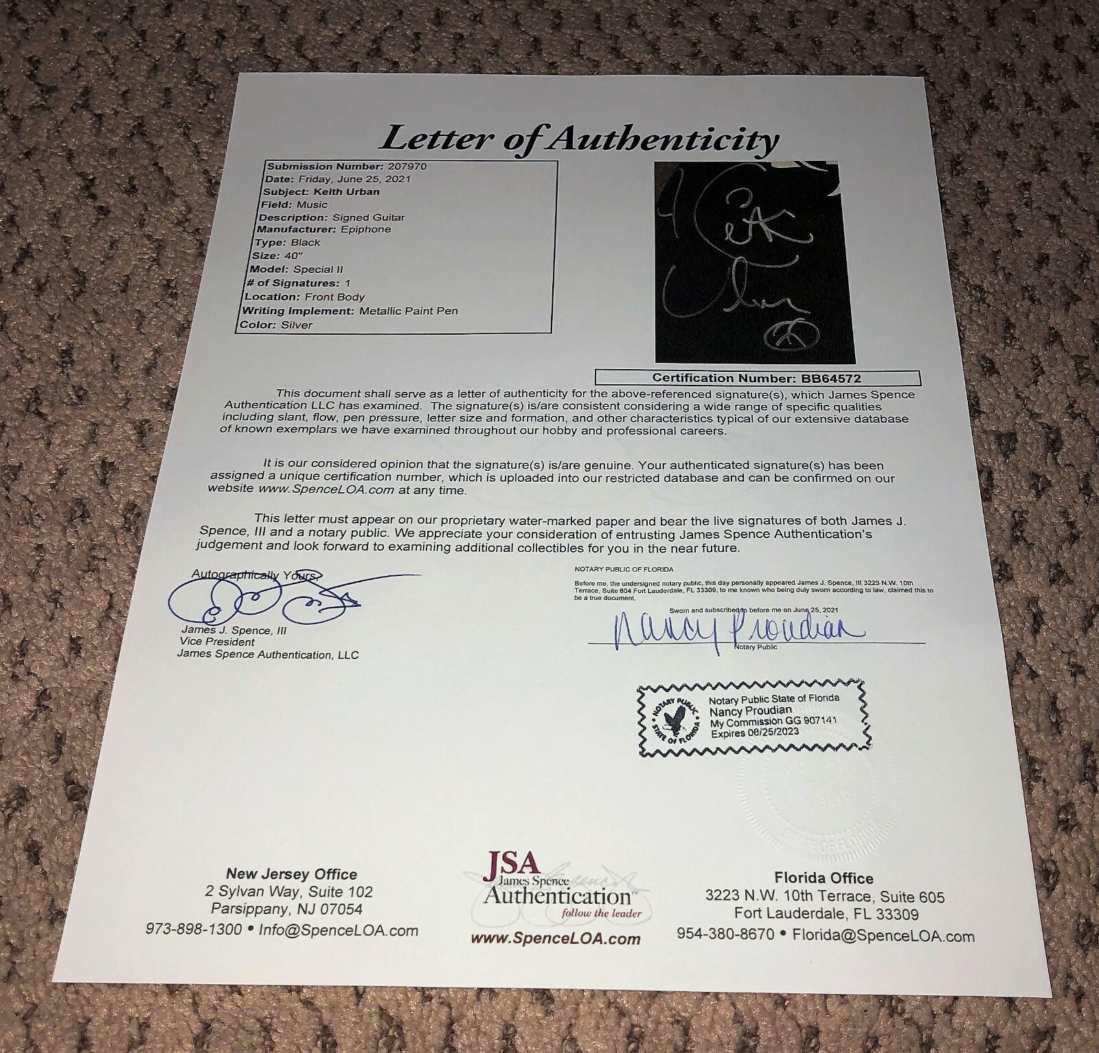 KEITH URBAN SIGNED ELECTRIC GUITAR AUTOGRAPH JSA FULL LOA RARE ON BODY ...