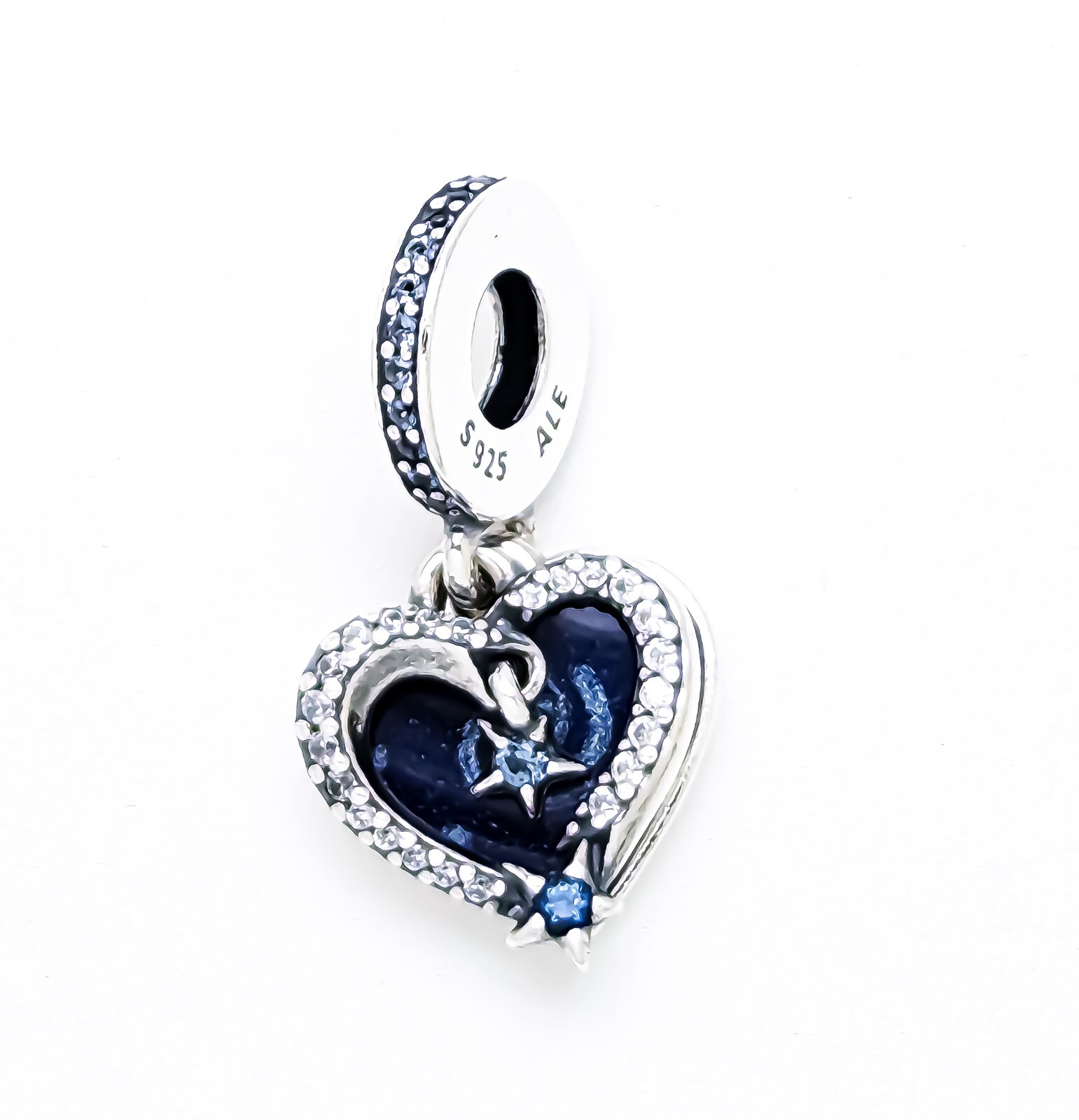 New 100% PANDORA 925 Celestial Shooting Star Heart Double Dangle Charm ...