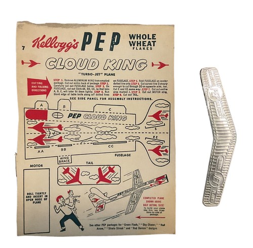 Kelloggs Pep Cloud King Turbo Jet Airplane & Wings c1940s Cereal Promo ...