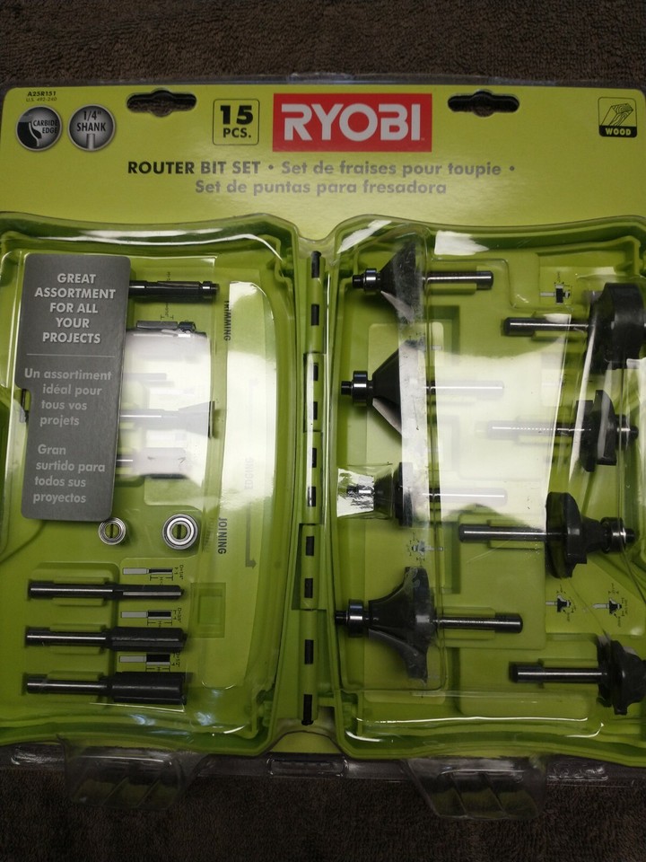 Ryobi 18V Router P601 Bare Tool & Ryobi 15 pcs Router Bit Set A25R151 1 ...