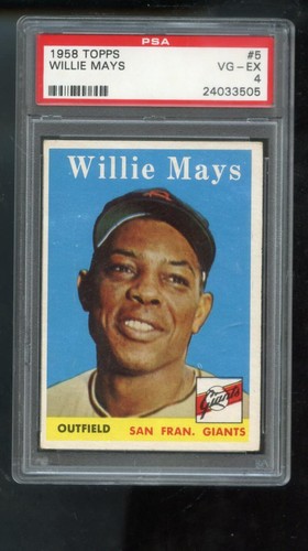 1958 Topps #5 Willie Mays San Francisco Giants VG-EX PSA 4 Graded ...