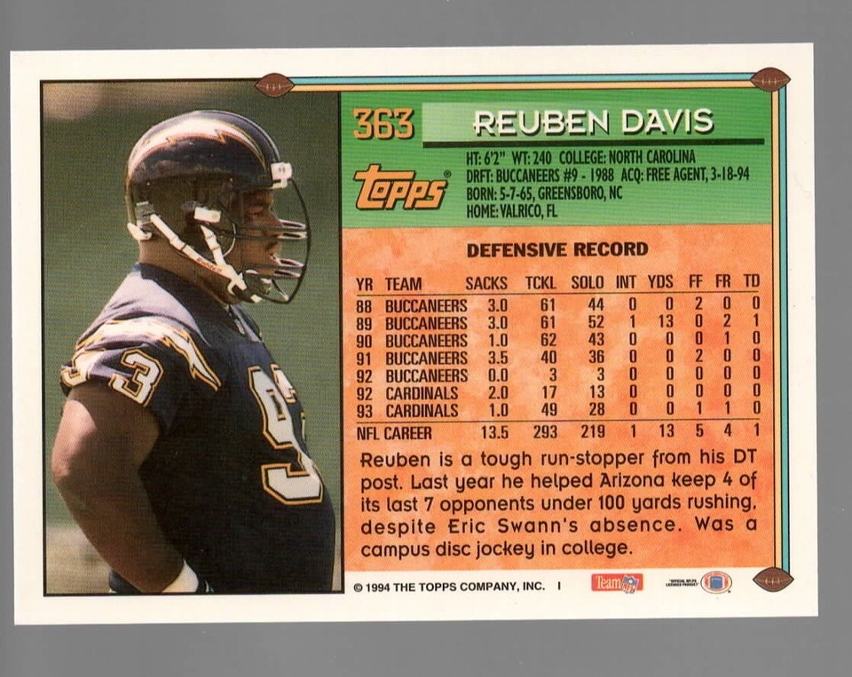 1994 Topps #363 Reuben Davis Near mint or better | eBay
