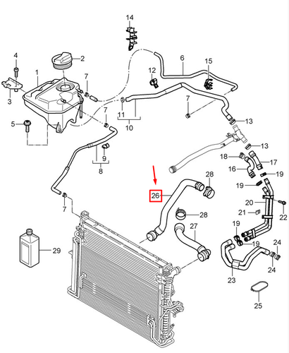 PORSCHE CAYENNE 9PA Kühlerschlauch des unteren Kühlers 95510663200 ...