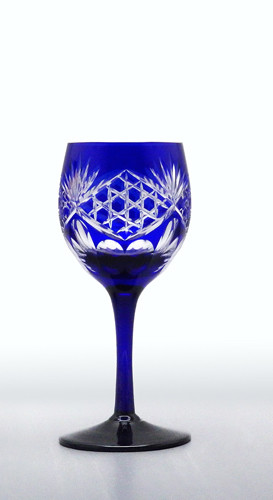 EDO KIRIKO Taburo Hexagon Kagome Crest Wine Ruri Blue 145mm 91608 MADE ...