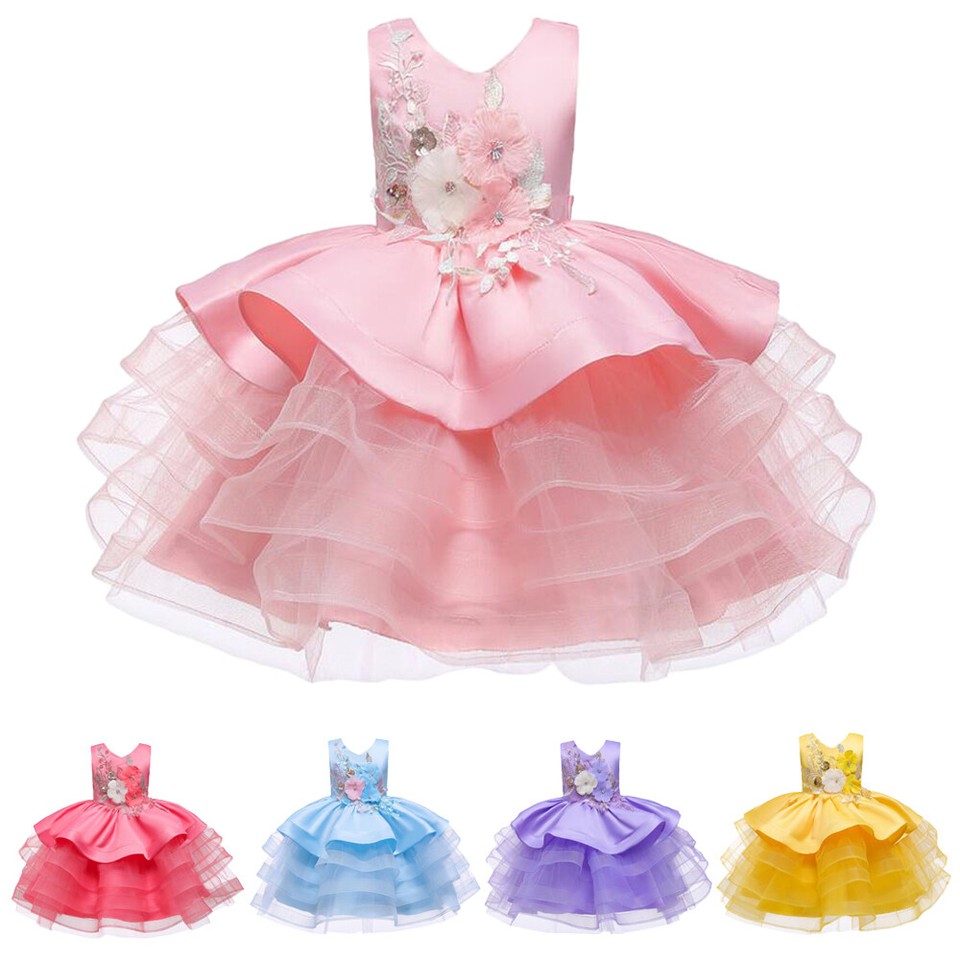 Little Girls Princess Dress Tutu Party Pageant Birthday Bridesmaid ...