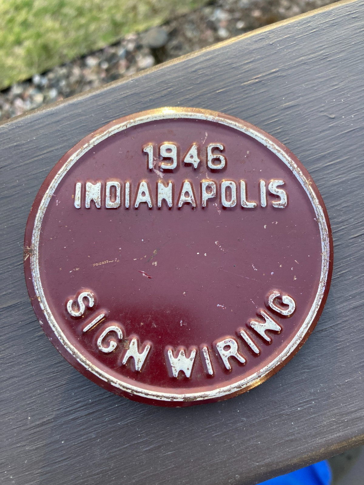RARE INDIANAPOLIS IN 1946 Sign Wiring Belt Buckle Tin… - Gem
