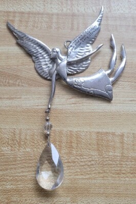 Vintage Hester Stanhope Quote Pewter Silver Angel with Crystal Drop ...