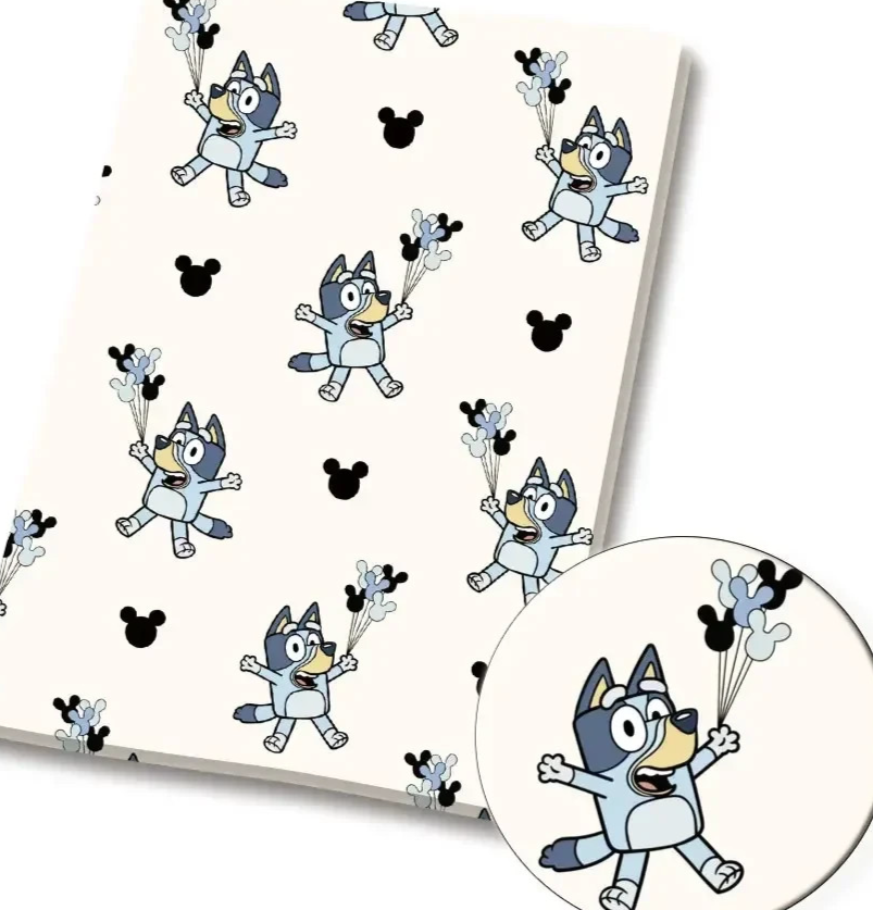 Bluey Bingo Disney Mickey balloons polyCotton Fabric Half Yard (18” x ...