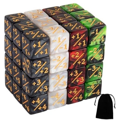 48 Pieces MTG Counters Dice Set Life Counter Magic Black&white, Red ...
