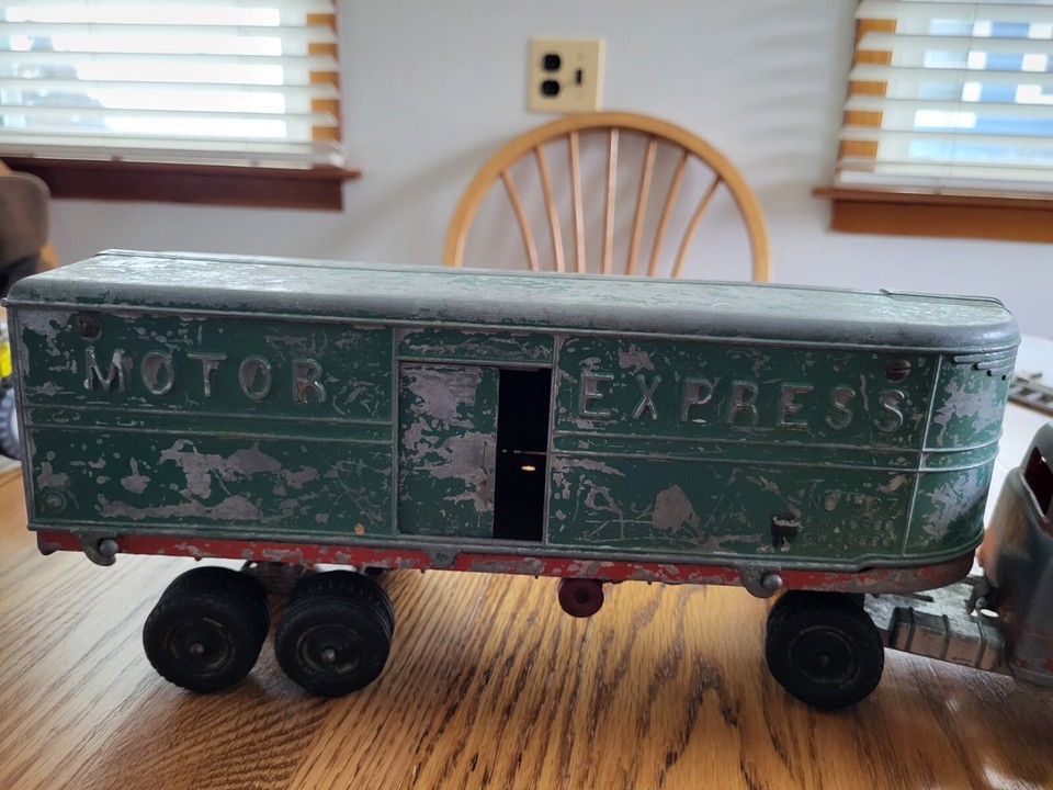 Vintage Hubley 1954 Motor Express Truck - Red Car / Green Trailer - 507 ...