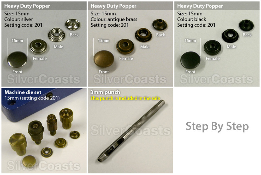 Press Machine Tool Set +100 Heavy Duty Poppers Snap Fastener Stud Rivet ...