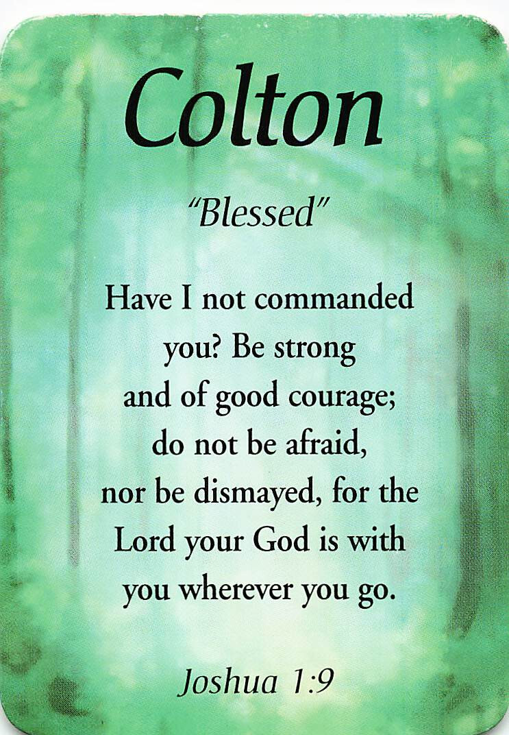 Colton "Blessed" Keepsake Name Meaning Card with Verse | eBay