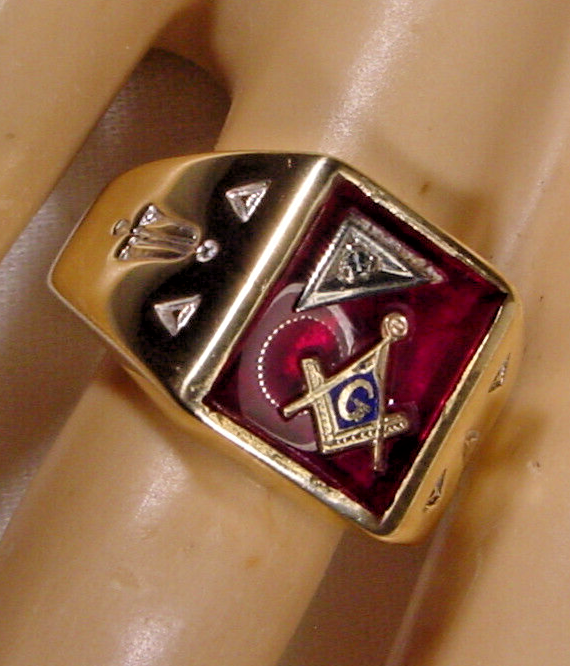 Men Diamond Masonic Ring Freemason 10K solid Gold | eBay