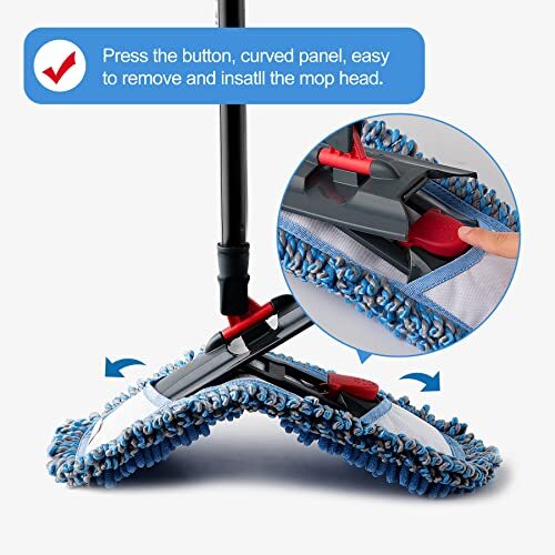 Dust Mop for Floor Cleaning Microfiber Professional Dry & Wet Flat Mops ...