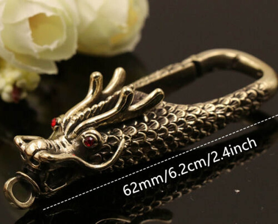 Retro Brass Drogon Snake Keychain Keyring Pendant Punk Biker Door Key ...