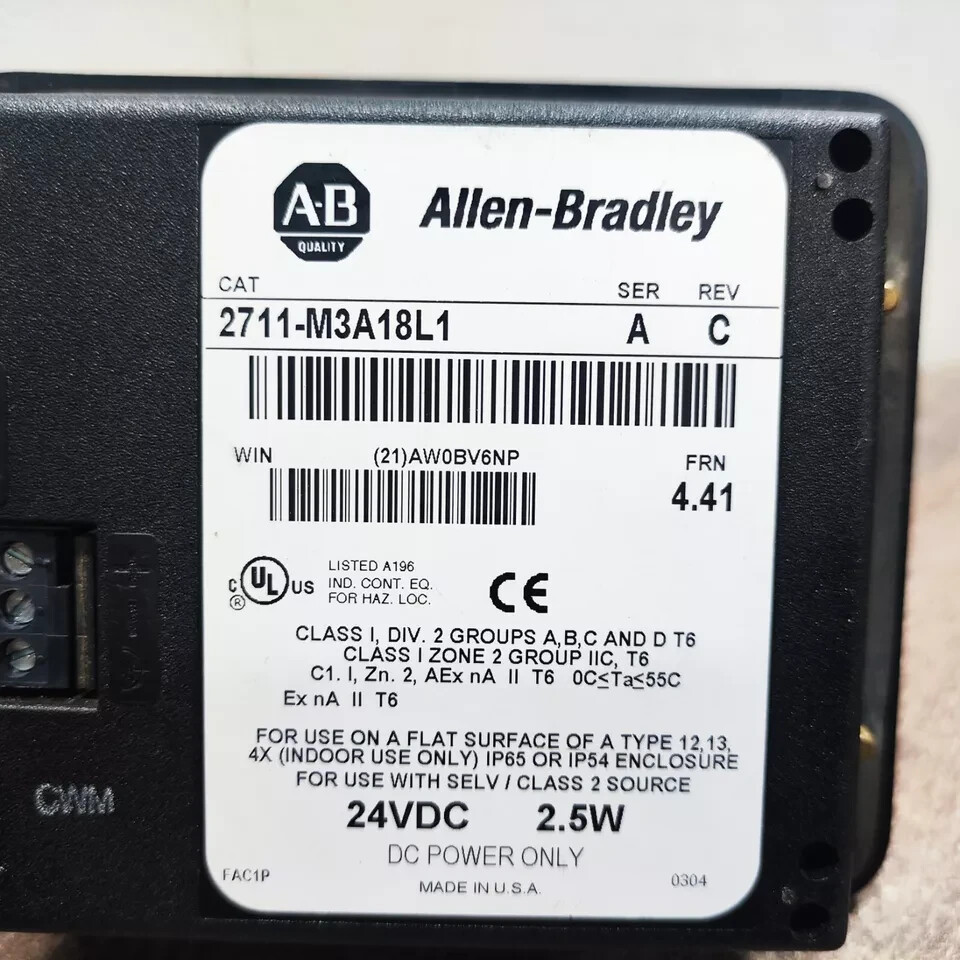 300 PanelView 2711-M3A18L1 Allen Bradley RS-232 24V (DF1) NEW Micro FRN ...