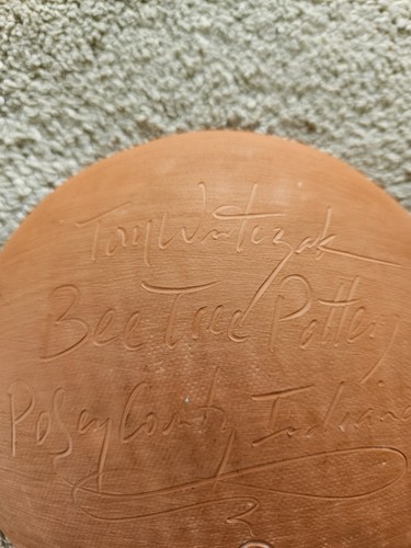 Redware Bee Tree Pottery Plate Posey County Indiana Flower Pot Yelliw ...