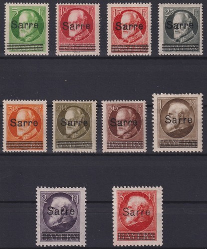Saargebiet 1920 - aus MiNr. 18 bis 29 * - MiNr. 18 und 19 sind BPP ...