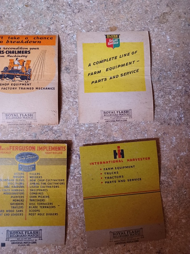 8 Matchbook Cover Oliver Massy Harris Allis Chalmers Ford International ...