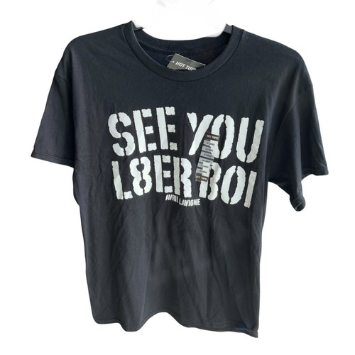 AVRIL LAVIGNE “SEE YOU L8ER BOI” Black band tee Hot Topic NWT SZ XL | eBay