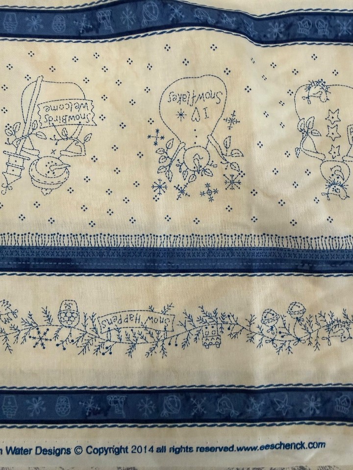 Bird Brain Designs "Snow Happens" 2014 Blue Snowmen Stripe by the Half ...